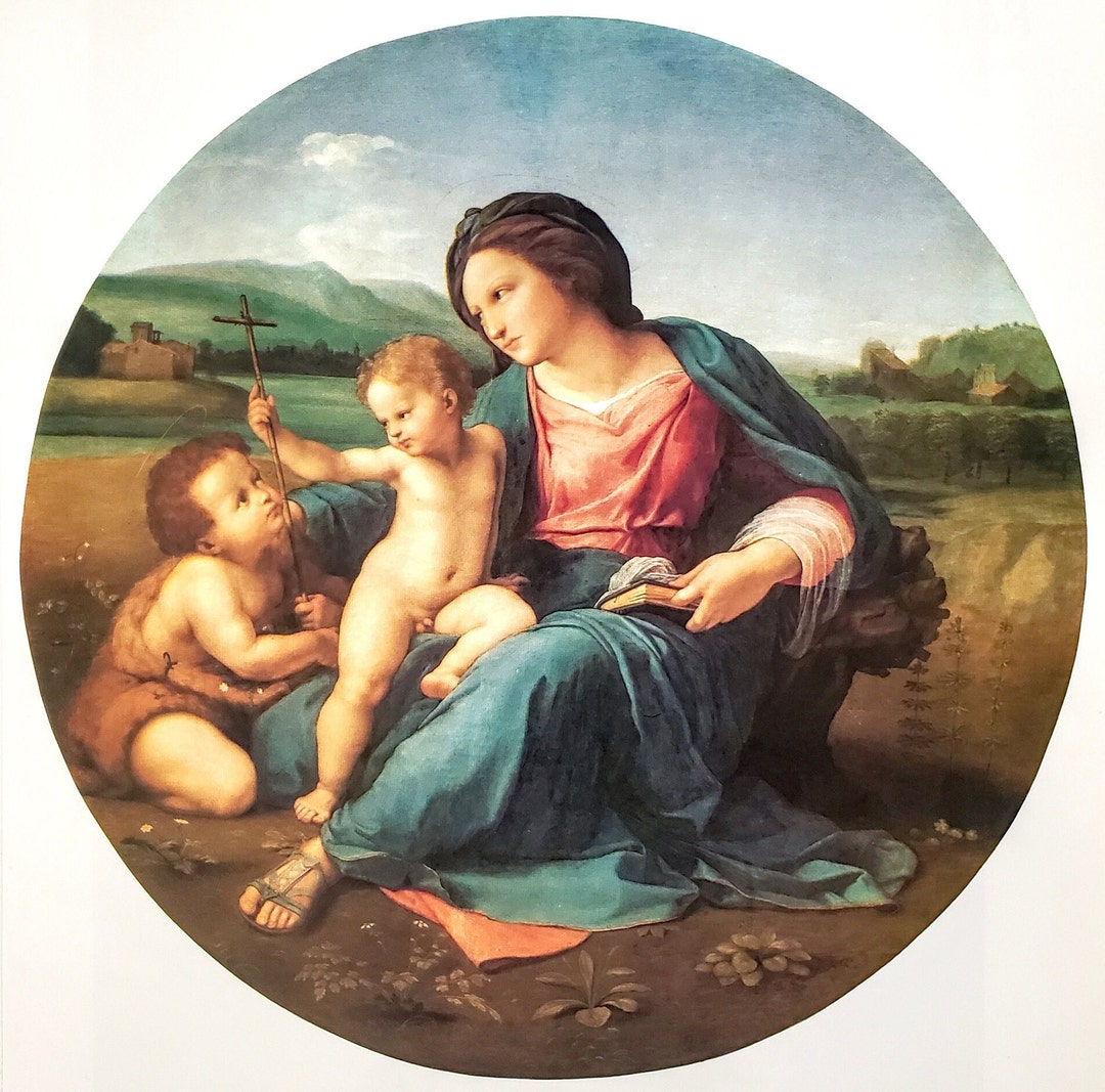 The Alba Madonna by Raphael Tondo Circular Book Plate 16th Century 9.5 ...