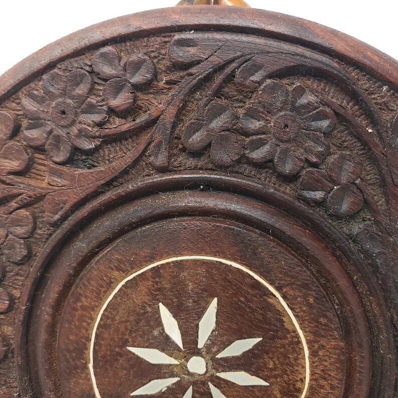 Hand-carved Round Wooden Trivet With Floral Design and White - Etsy