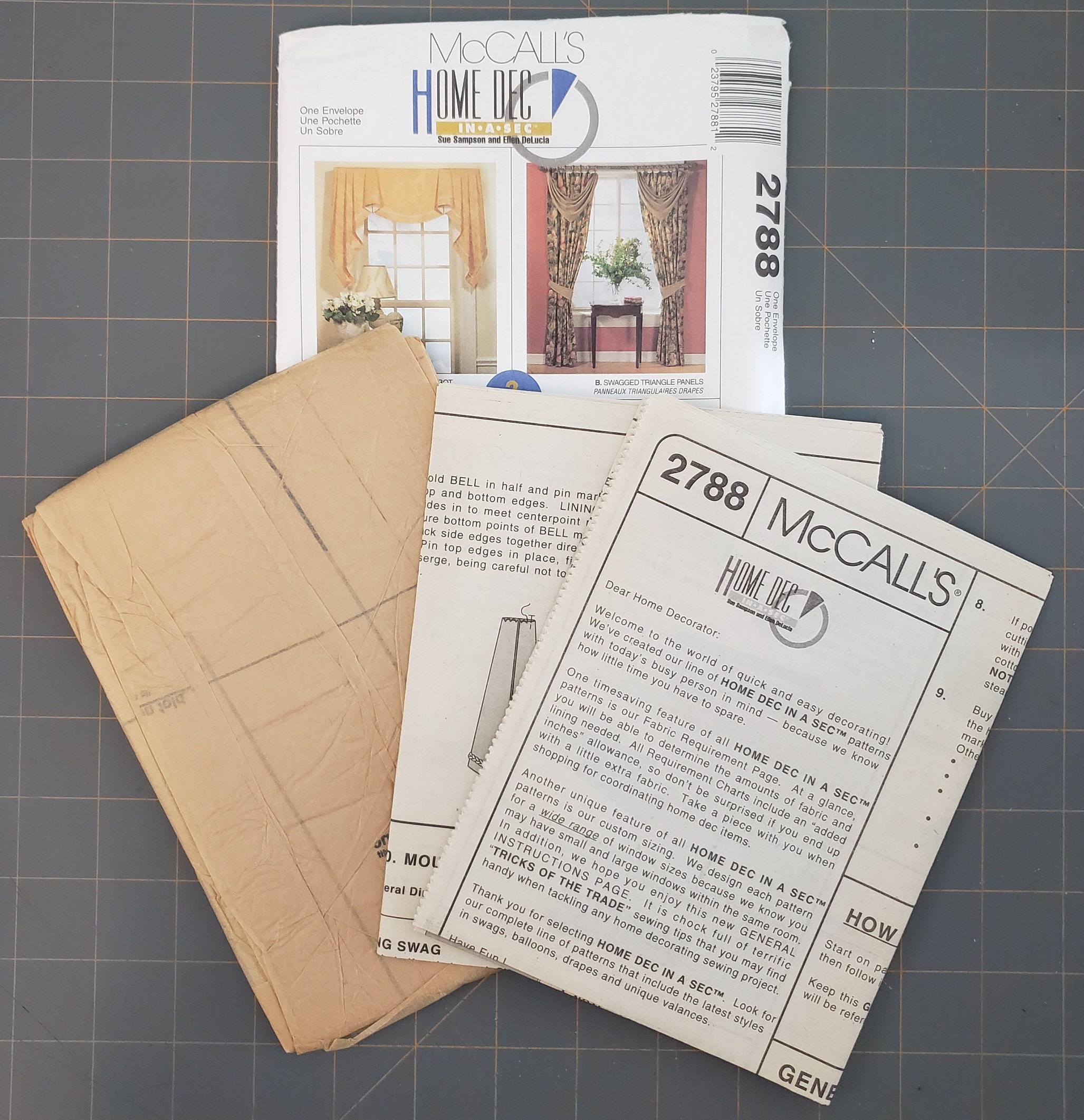 Mccall's Home Dec In-a-sec Window Treatments 2788 Sewing Pattern Swags ...
