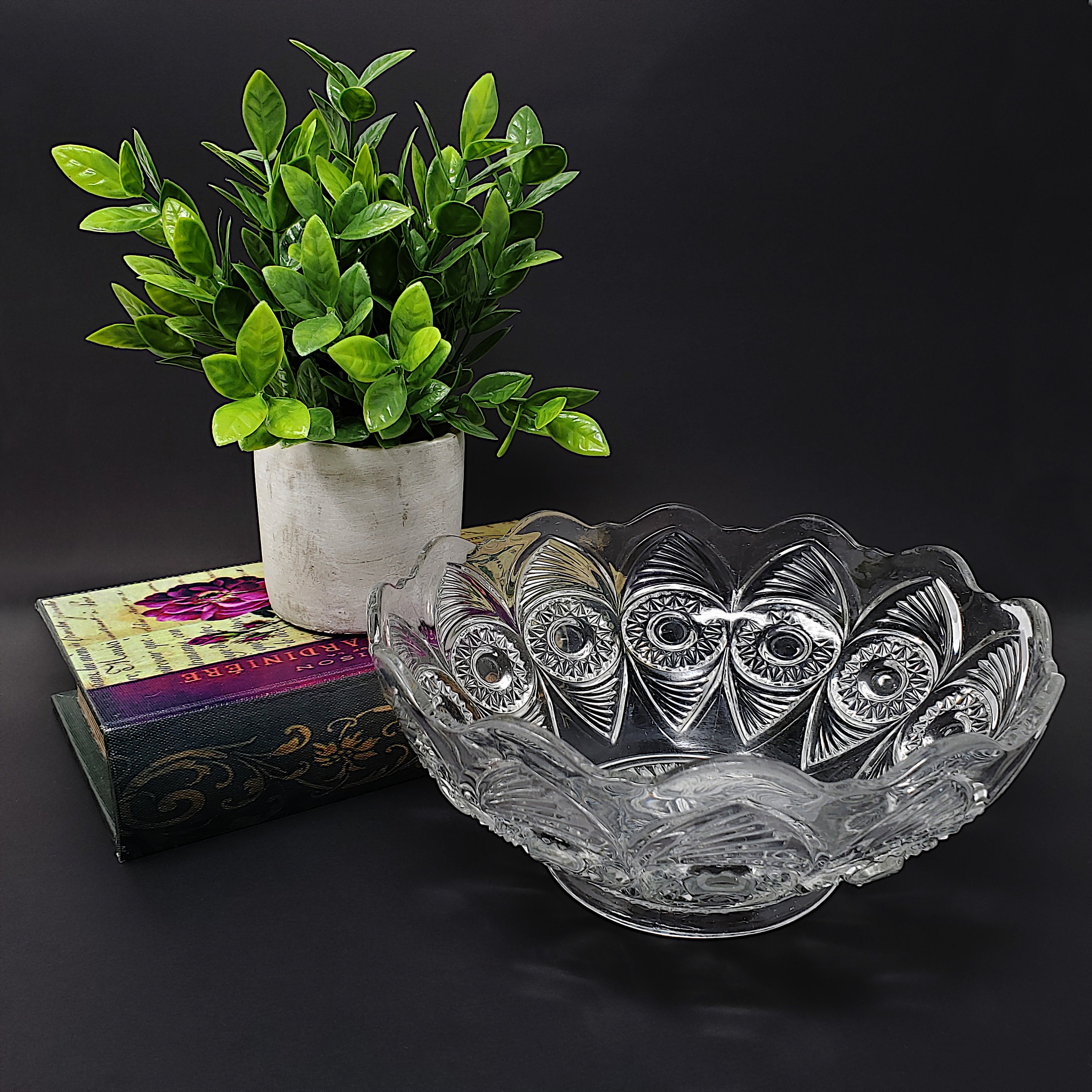 EAPG Bullseye and Fan 8-3/4” Glass Bowl | Antique US Glass #15090 ...