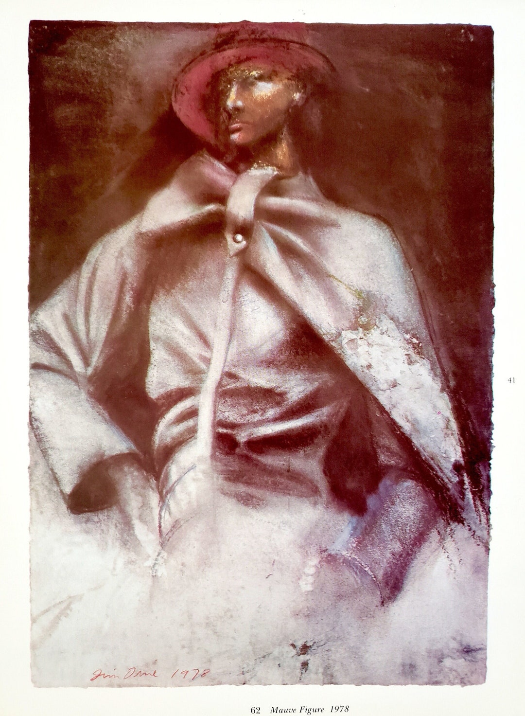 Mauve Figure by Jim Dine Book Plate Reproduction Mixed Media ...