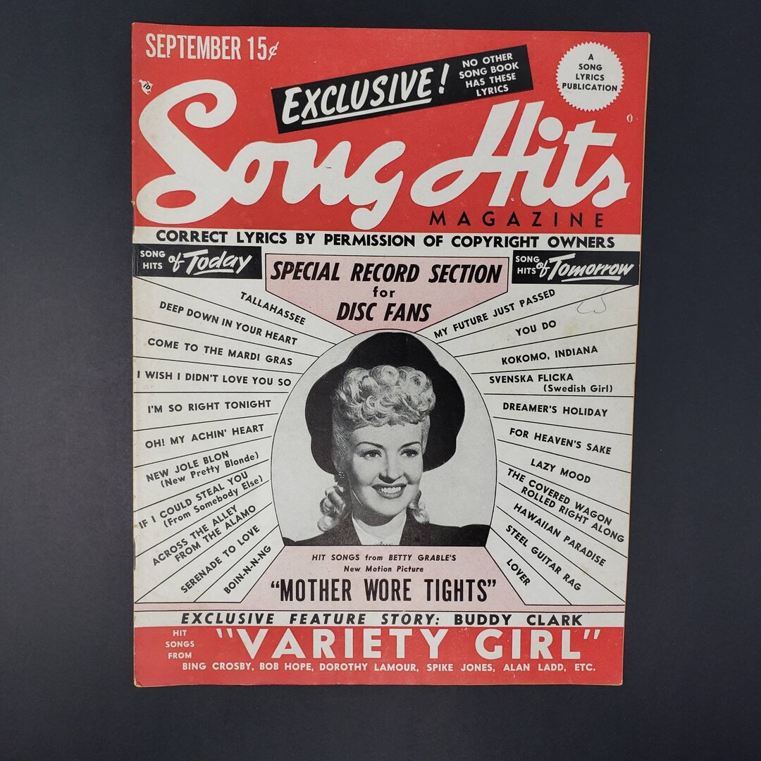 Song Hits Magazine September 1947 | Movie Song Lyrics | Betty Grable ...