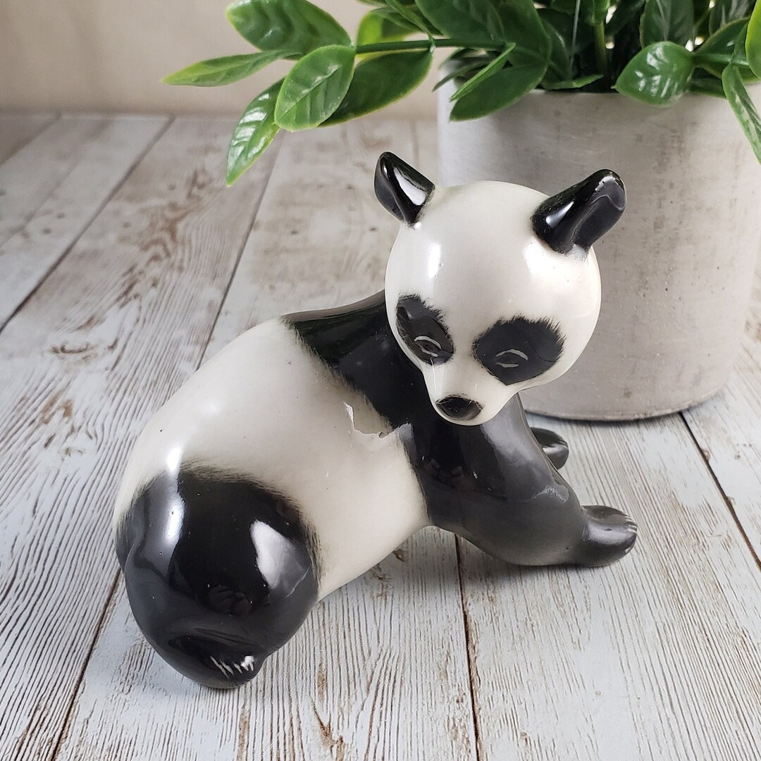 Panda Figurine Lomonosov Porcelain 3" Giant Panda Looking Over Shoulder ...