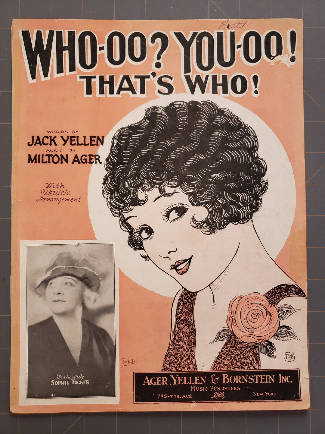 Who-oo You-oo That's Who 1927 Vintage Sheet Music Jack Yellen Milton ...