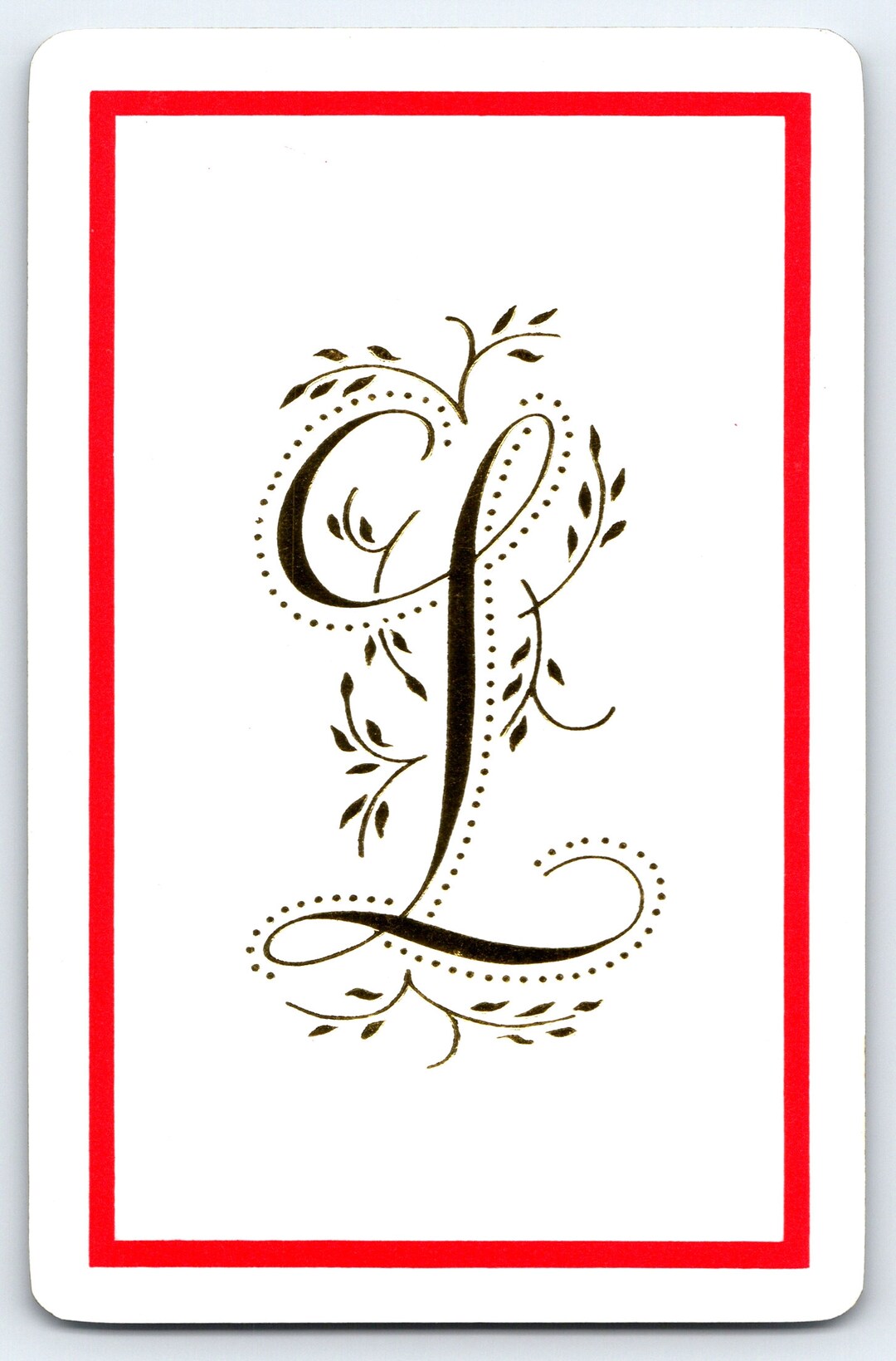 Monogrammed Cursive Gold Letter L Signet Playing Card Single - Etsy