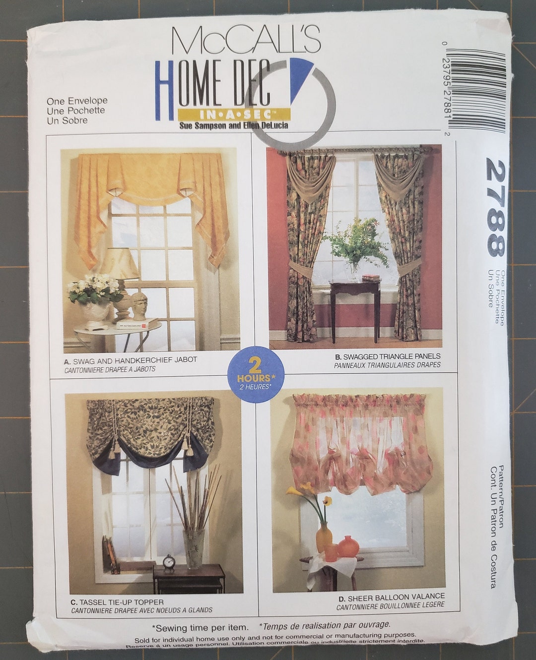Mccall's Home Dec In-a-sec Window Treatments 2788 Sewing Pattern Swags ...