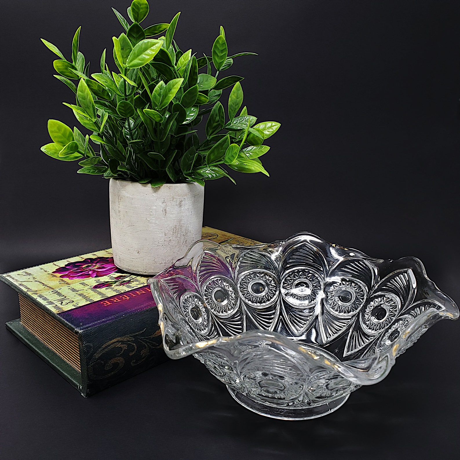 EAPG Bullseye and Fan 8” Glass Bowl | US Glass Company #15090 | Daisies ...