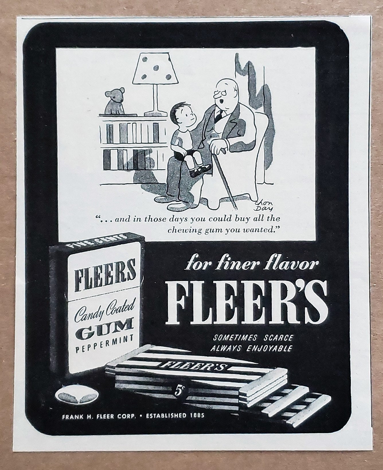 Fleers Candy Coated Peppermint Gum 1945 Small Original Vintage PRINT AD ...
