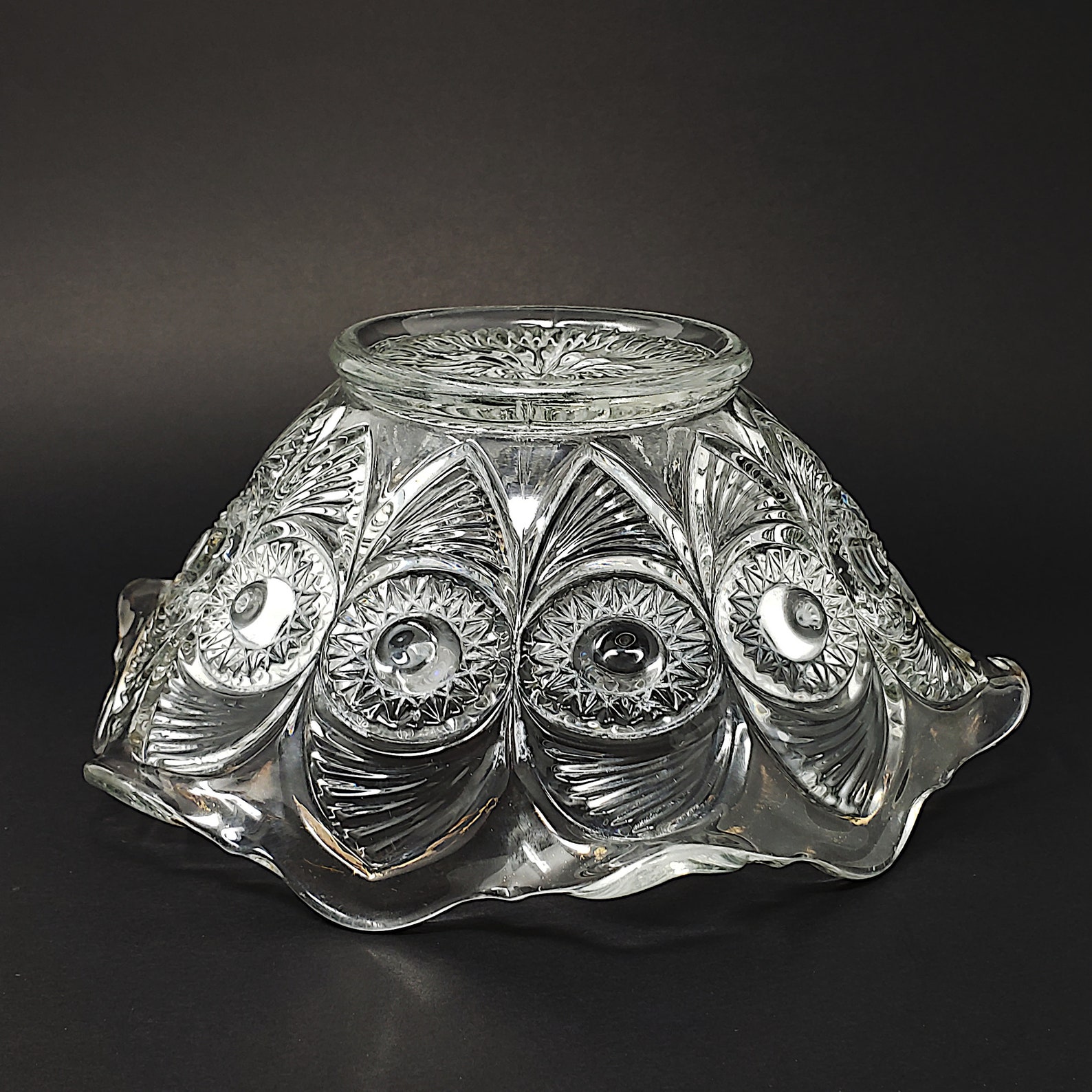 EAPG Bullseye and Fan 8” Glass Bowl | US Glass Company #15090 | Daisies ...