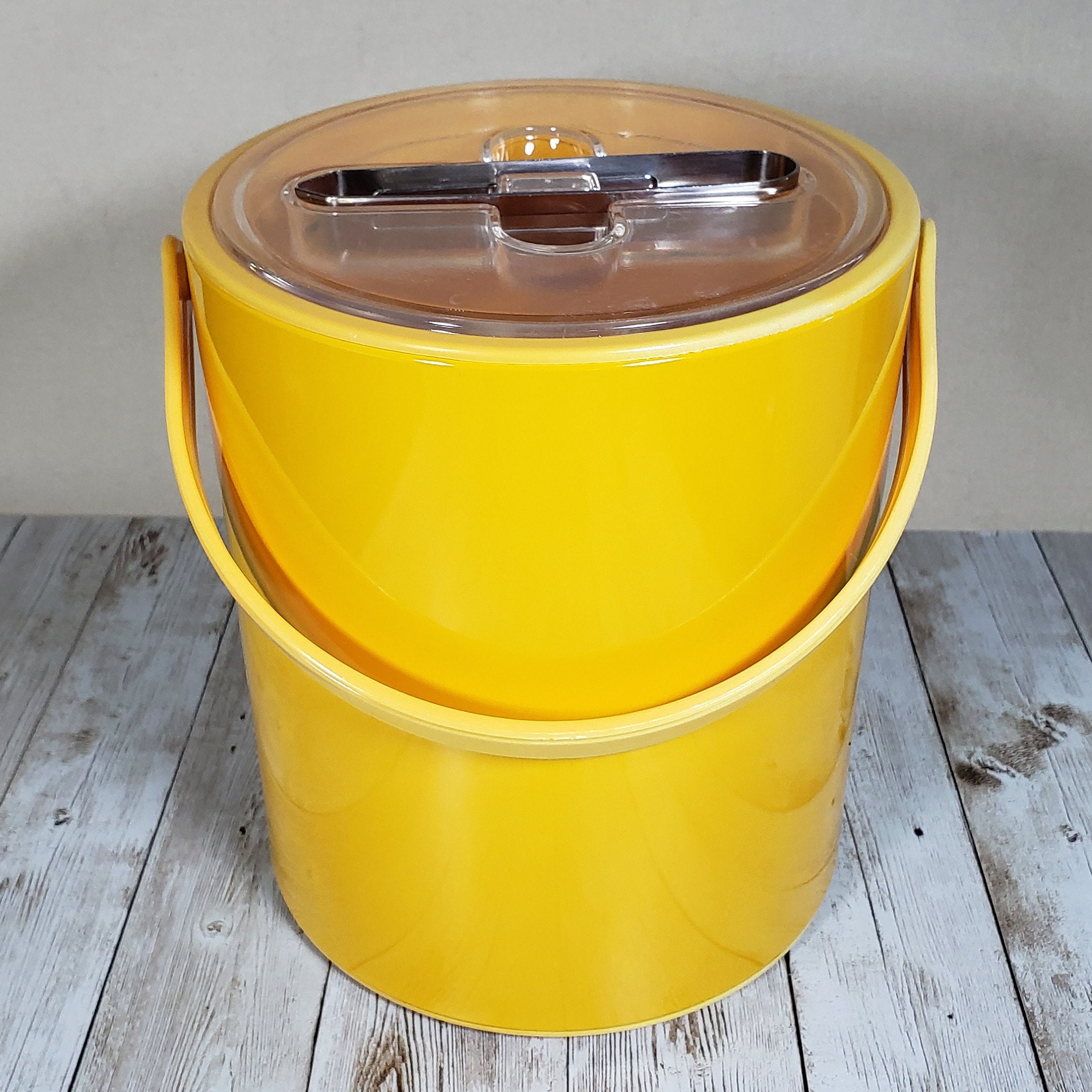 Yellow Drulane Ice Bucket With Lid Handle Insert Tongs Four - Etsy