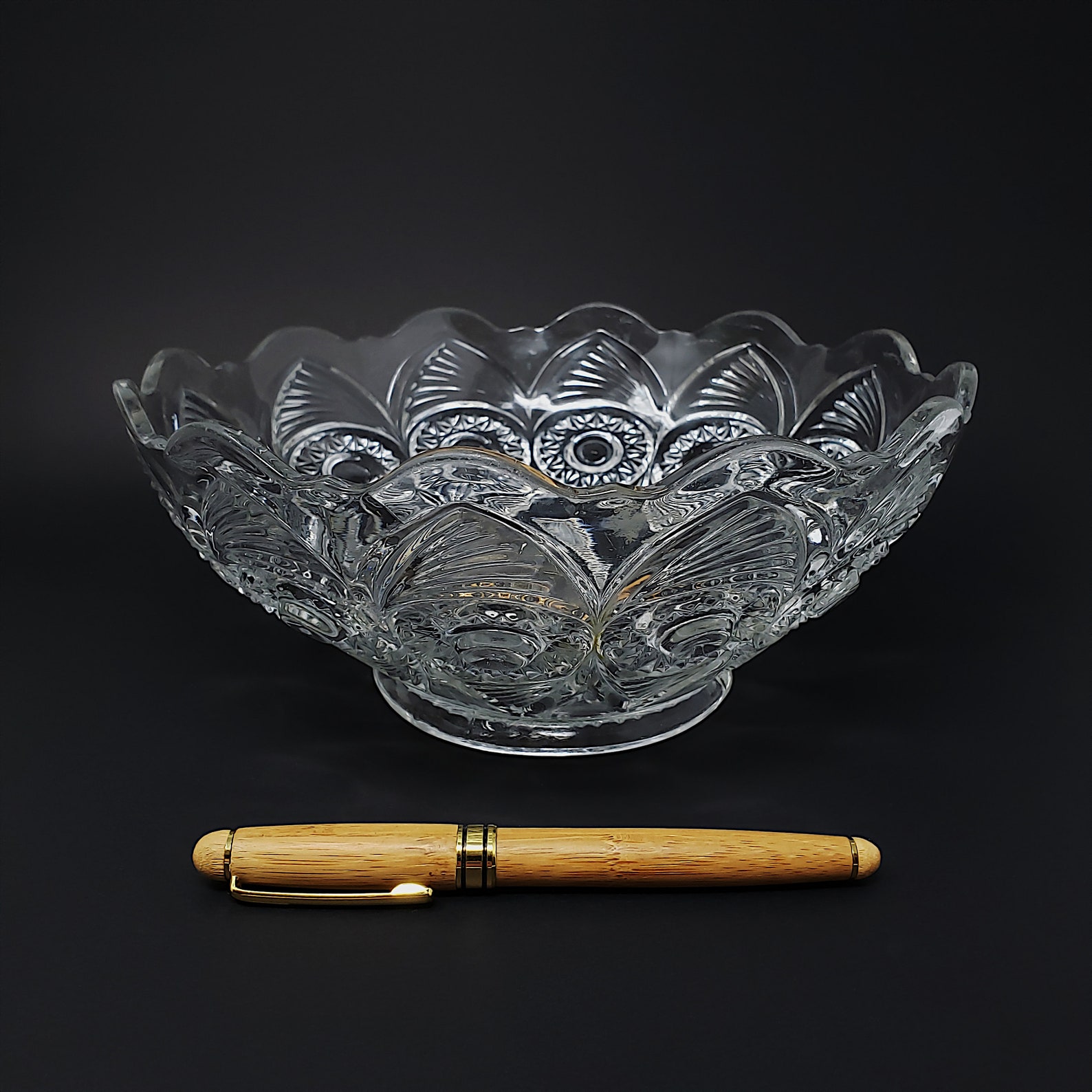 EAPG Bullseye and Fan 8-3/4” Glass Bowl | Antique US Glass #15090 ...