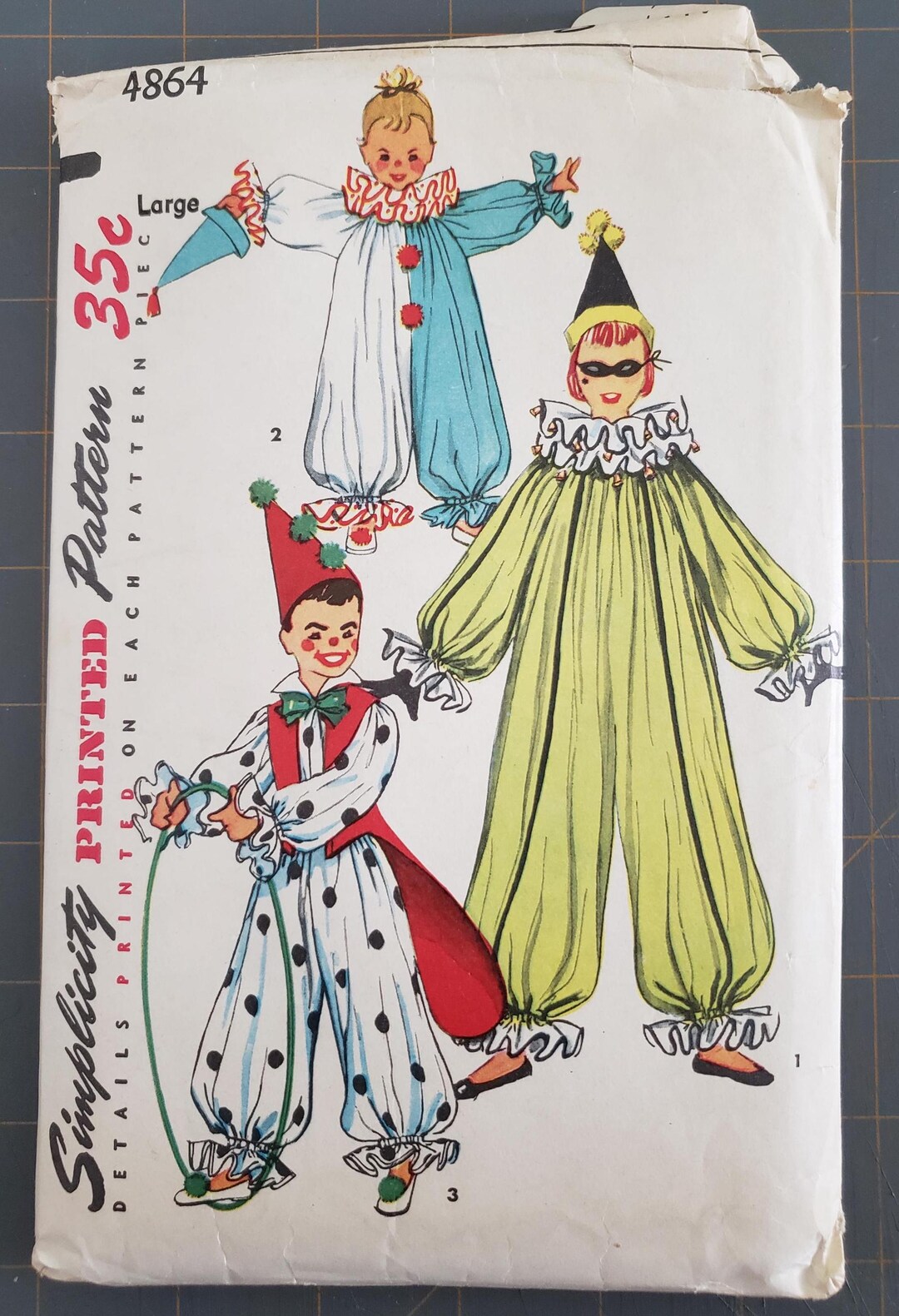 Child's Clown Suit Costume Simplicity 4864 Sewing Pattern 1954 Size ...