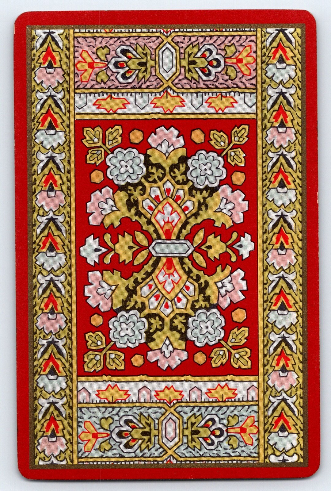 Red Floral Patterned Congress Playing Card Single Collectible Swap Card ...