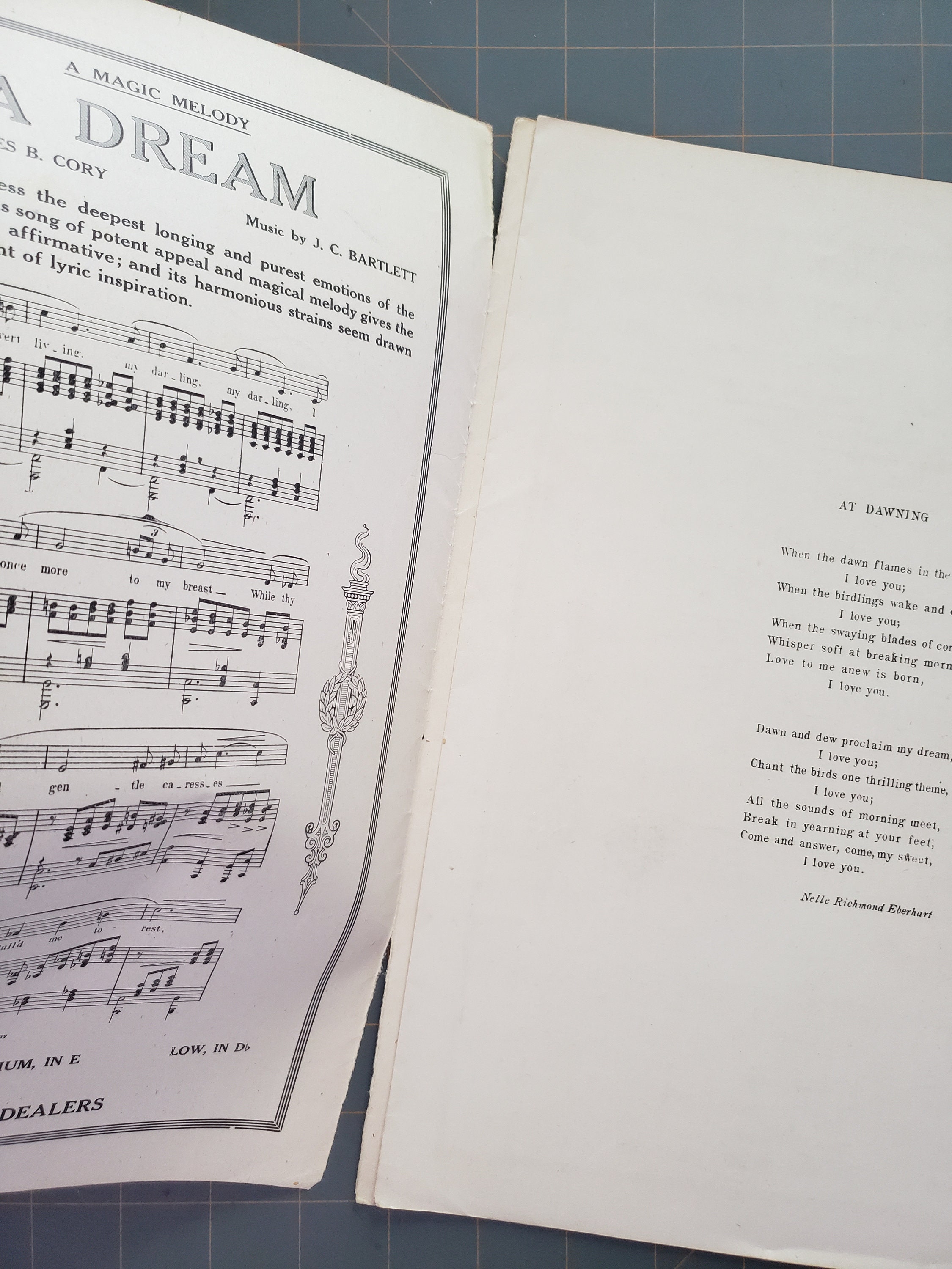 At Dawning I Love You 1924 Antique Sheet Music by Charles Wakefield ...