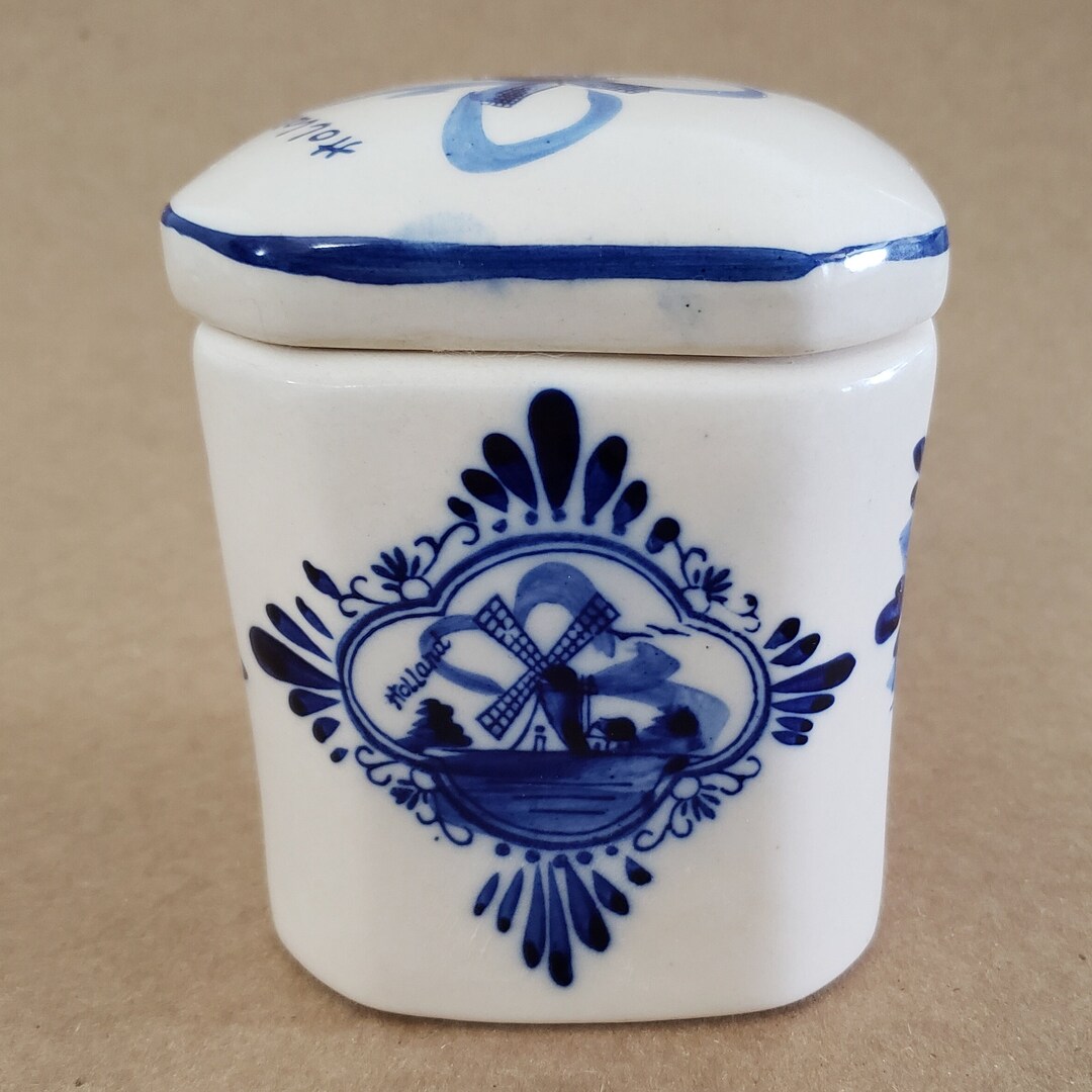 Delft Blue Tea Caddy Spice Canister Hand Painted Holland Porcelain ...