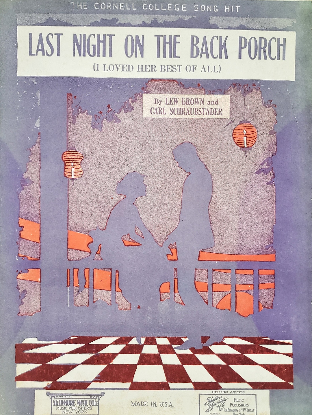 Last Night on the Back Porch I Loved Her Best of All 1923 Sheet Music ...
