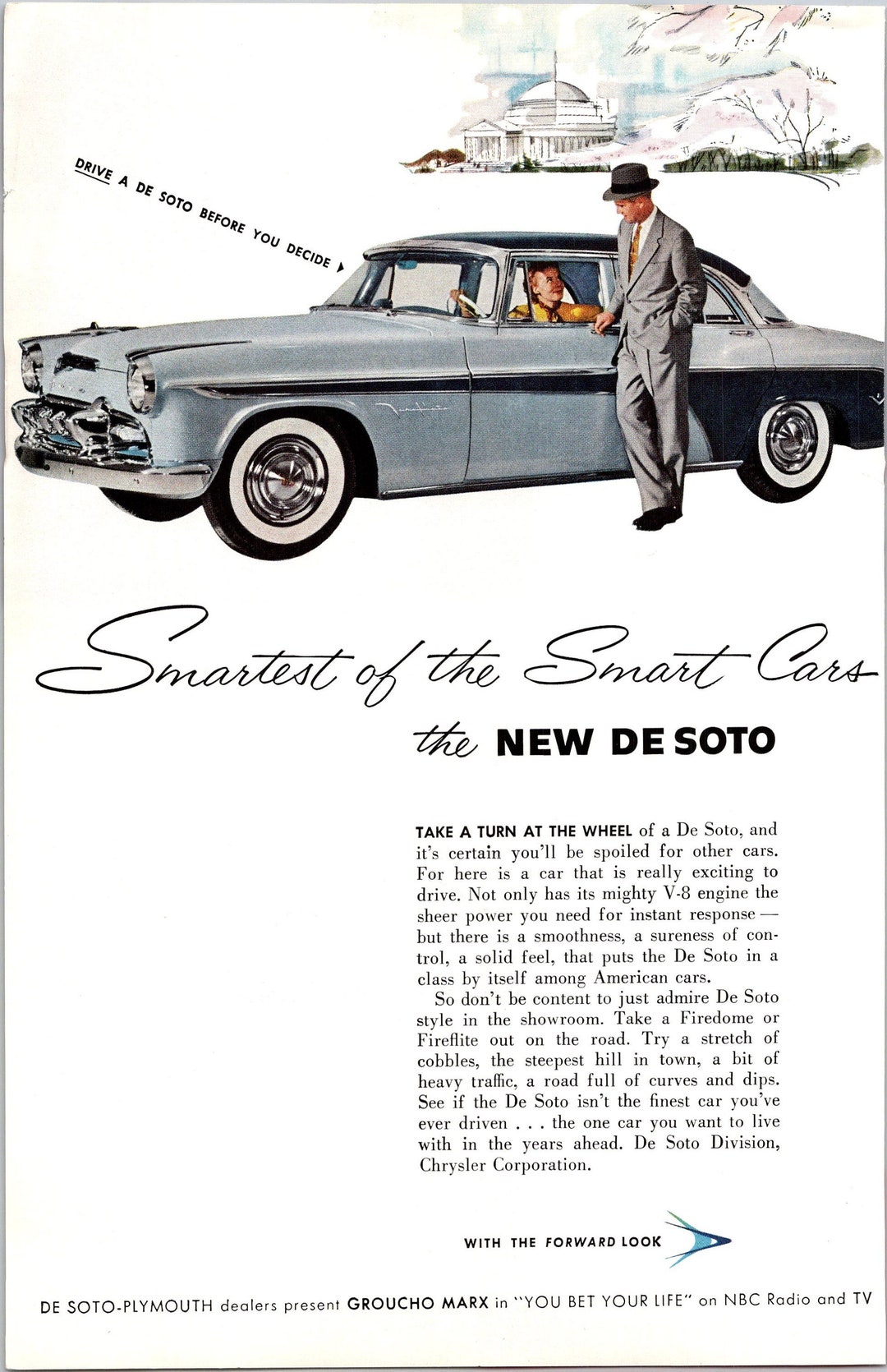 PRINT AD 1955 De Soto Fireflite Desoto Smartest of the Smart Cars 6.5 X ...