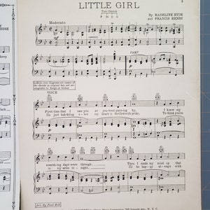 Little Girl 1931 Vintage Sheet Music Madeline Hyde and Francis Henry ...