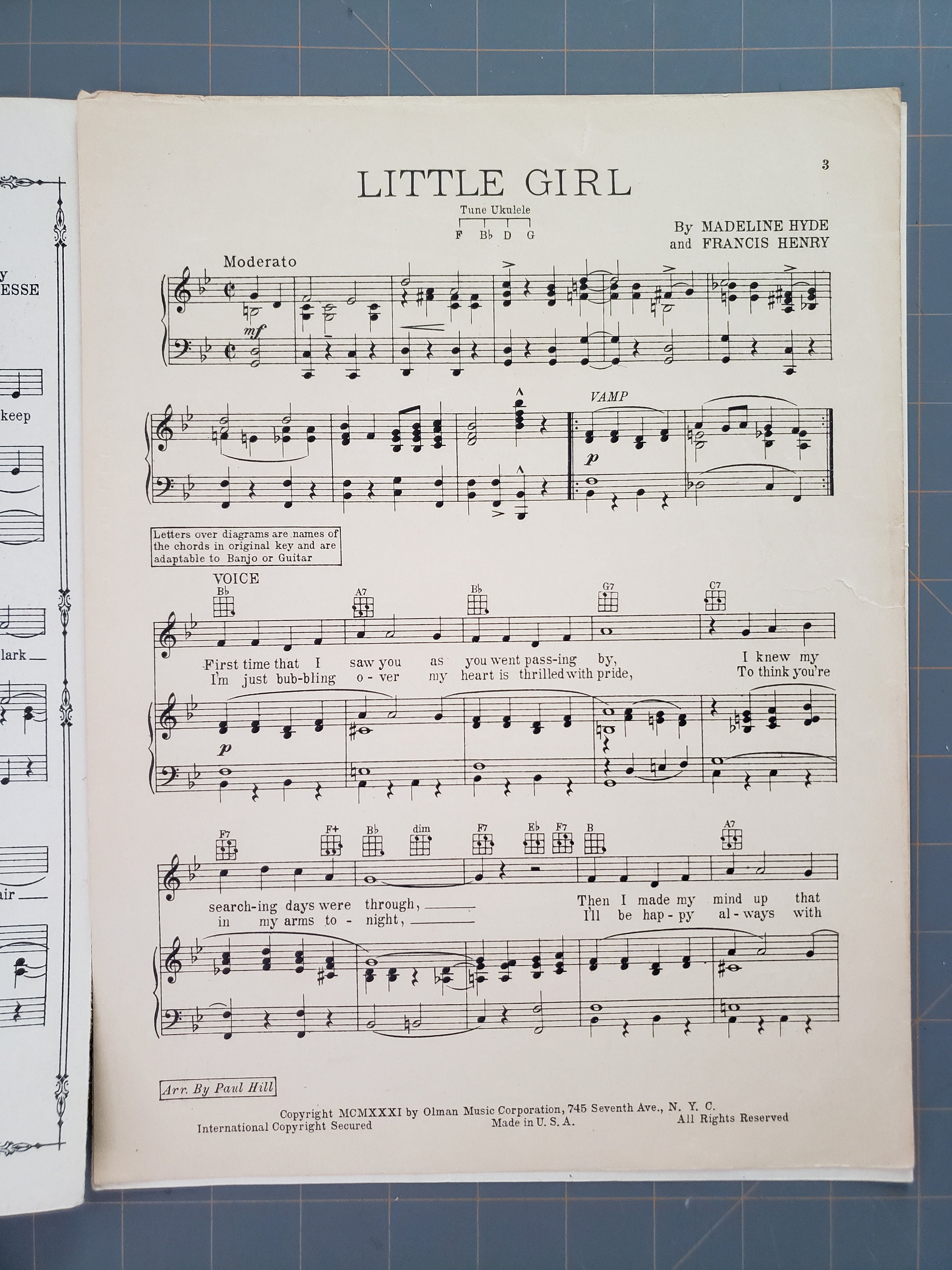 Little Girl 1931 Vintage Sheet Music Madeline Hyde and Francis Henry ...