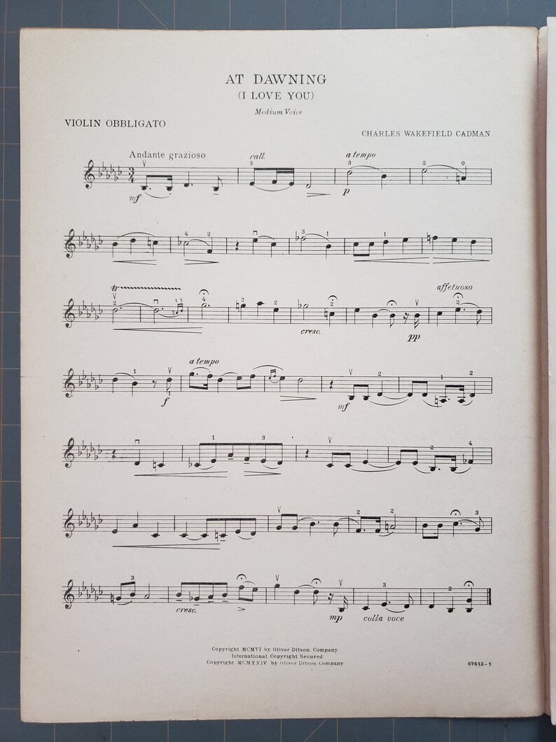 At Dawning I Love You 1924 Antique Sheet Music by Charles Wakefield ...