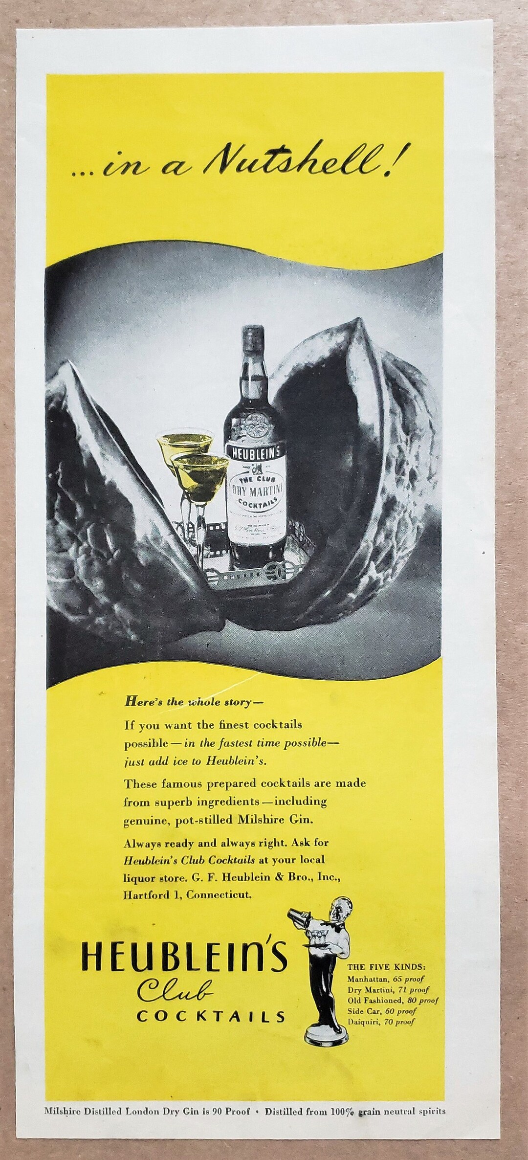 Heublein Club Cocktails in a Nutshell 1945 Original VINTAGE - Etsy