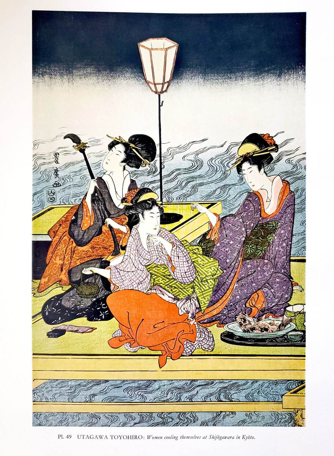 Utagawa Toyohiro Women Cooling Themselves at Shijogawara in Kyoto 1969 ...