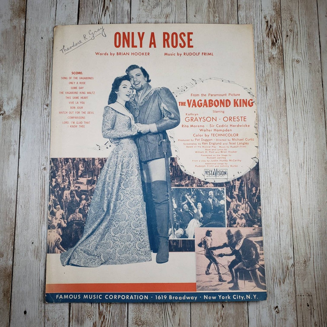 Only A Rose Sheet Music from The Vagabond King 1952 | Brian Hooker ...