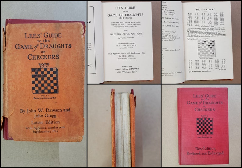 3 Vintage Checkers Books Lees Guide to the Game of Draughts, Hills ...
