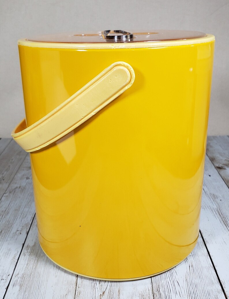 Yellow Drulane Ice Bucket With Lid Handle Insert Tongs Four - Etsy