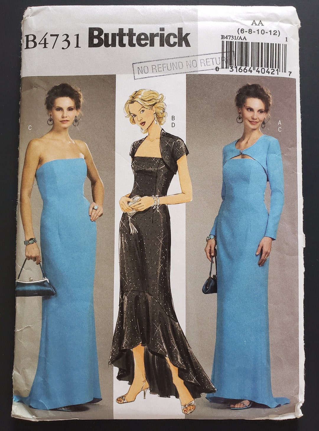 Misses Shrug and Dress Butterick B4731 Sewing Pattern 2006 Size 6 8 10 ...