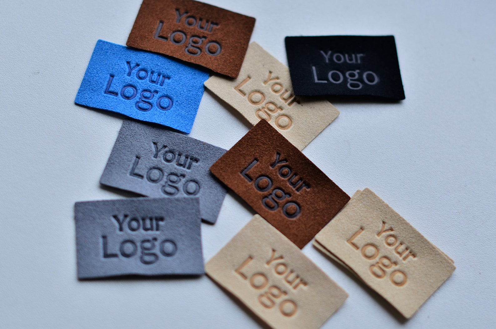 Custom Labels - 50 Pcs Synthetic Suede Vegan Leather Labels, Faux ...