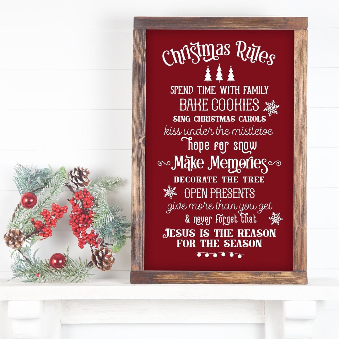 Christmas Rules Sign Decor, Christmas Sign, Wall Decor Sign, Family ...