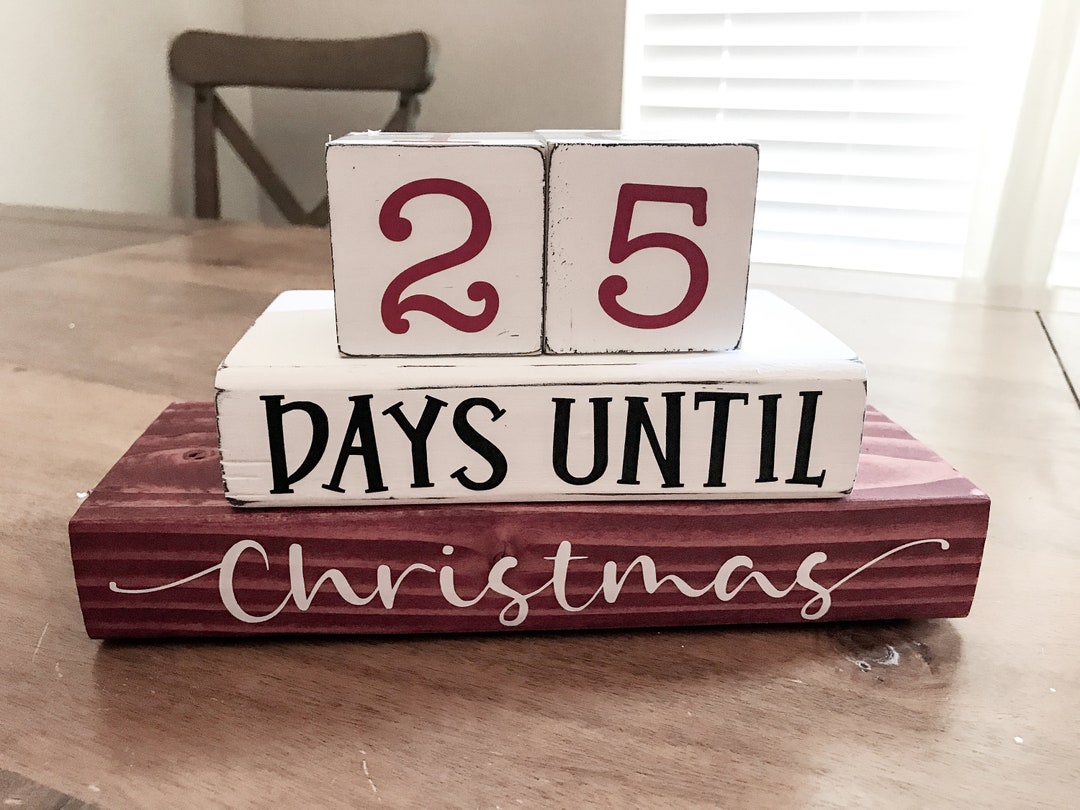 25 Days Until Christmas Countdown, Wooden Countdown Cubes, - Etsy