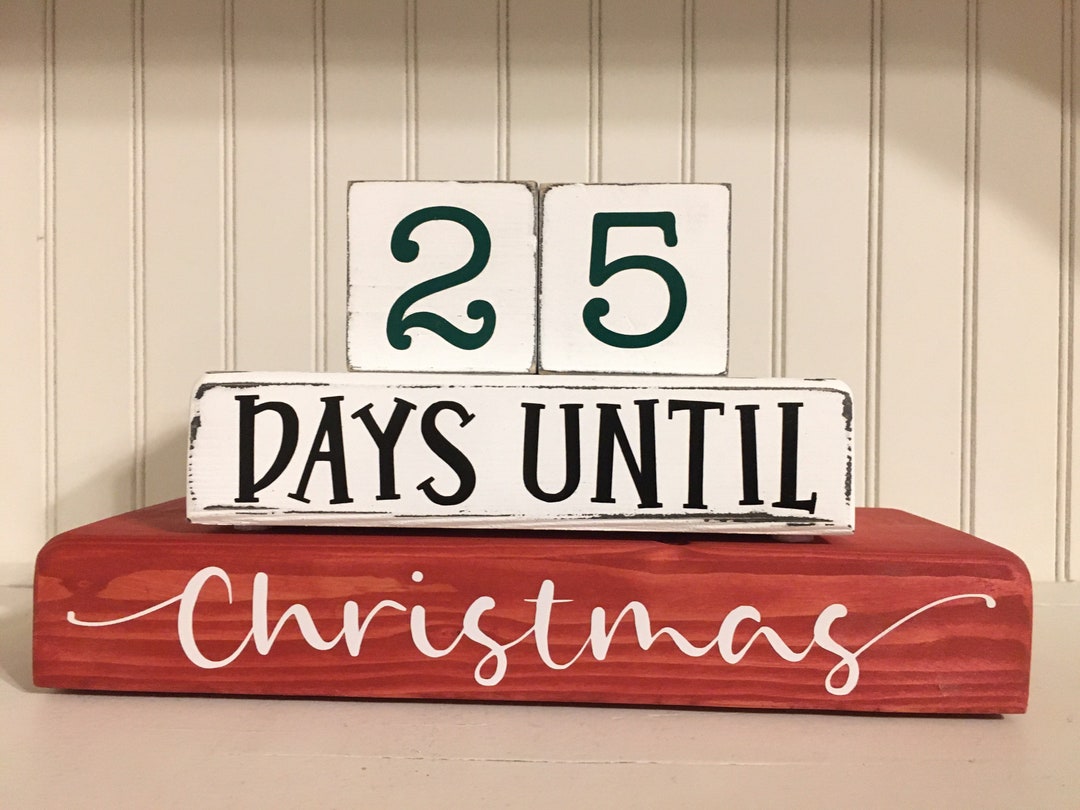 25 Days Until Christmas Countdown, Wooden Countdown Cubes, - Etsy