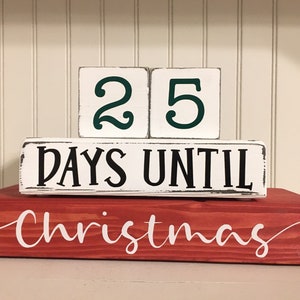 25 Days Until Christmas Countdown, Wooden Countdown Cubes, - Etsy