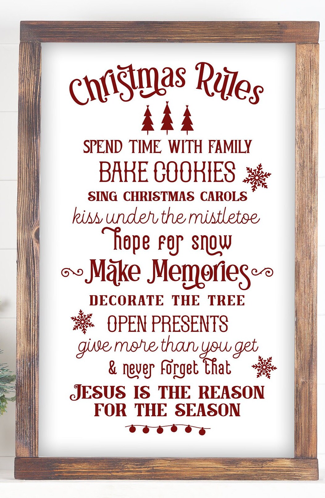 Christmas Rules Wood Sign, Rustic Holiday Decor (20” X 33” Inch) - Etsy