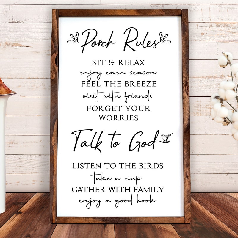 Porch Rules Sign - Etsy