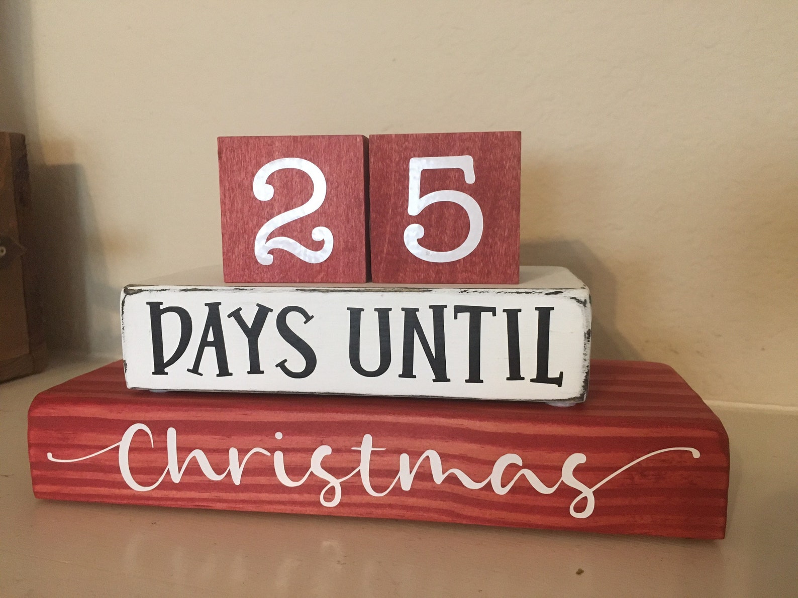 25 Days Until Christmas Countdown Wooden Countdown Cubes - Etsy