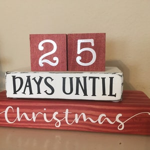 25 Days Until Christmas Countdown, Wooden Countdown Cubes, - Etsy