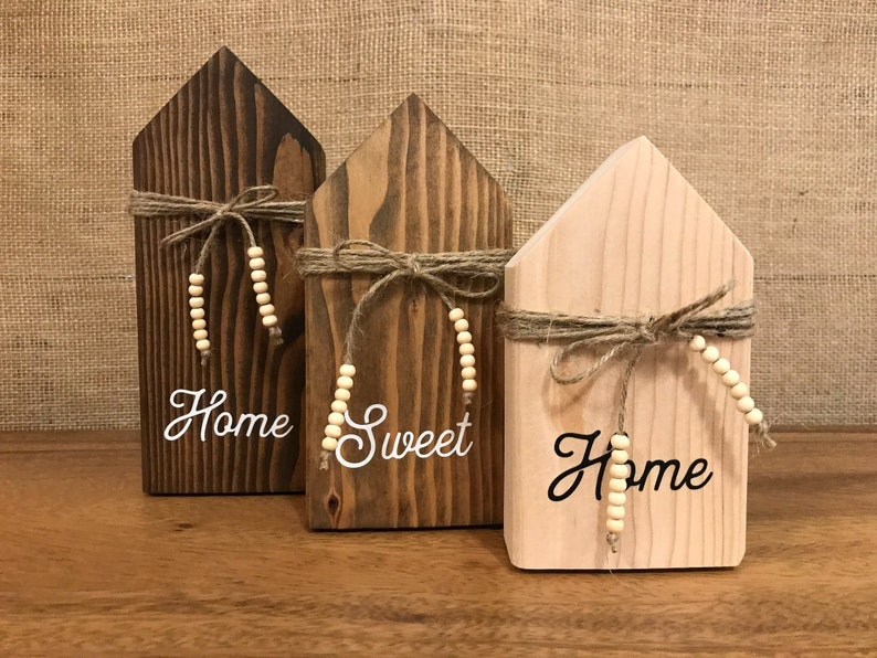Rustic Wooden House Set, Home Sweet Home Decor - Etsy