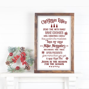 Christmas Rules Sign Decor, Christmas Sign, Wall Decor Sign, Family ...