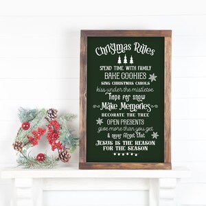 Christmas Rules Wood Sign, Rustic Holiday Decor (20” X 33” Inch) - Etsy