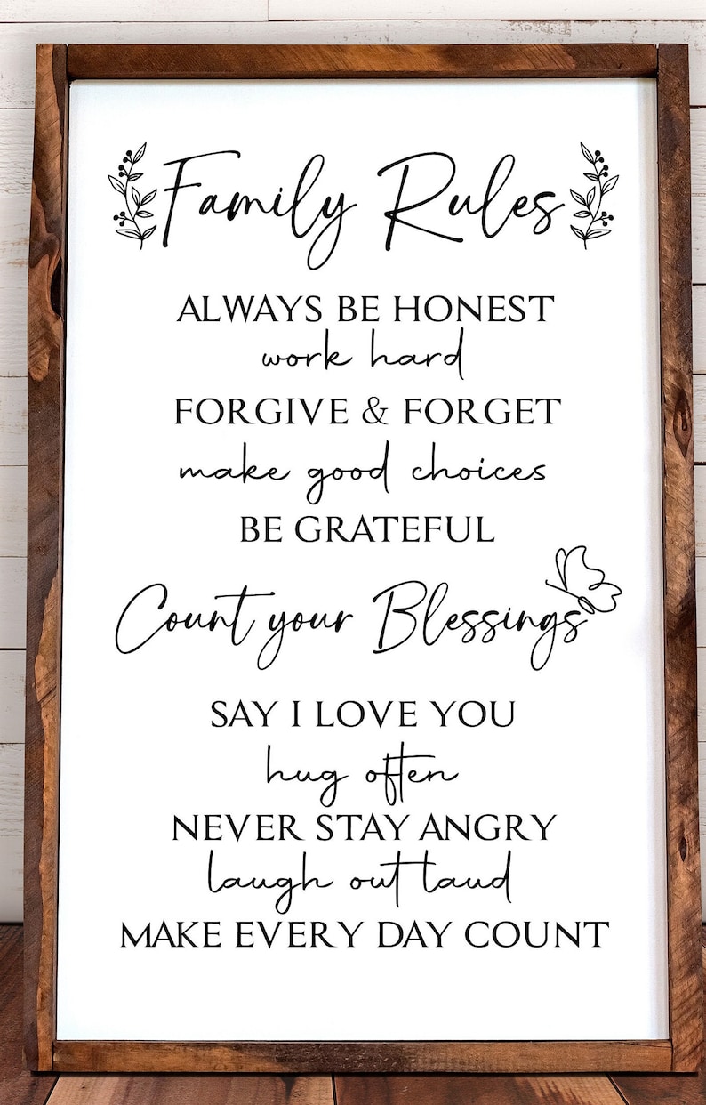 Family Rules Sign Decor, Family Sign, Wall Decor Sign, Family Gift ...