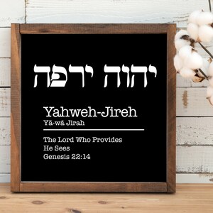 Yahweh Jireh Wall Sign Decor, Names of God Sign, the Lord Who Provides ...