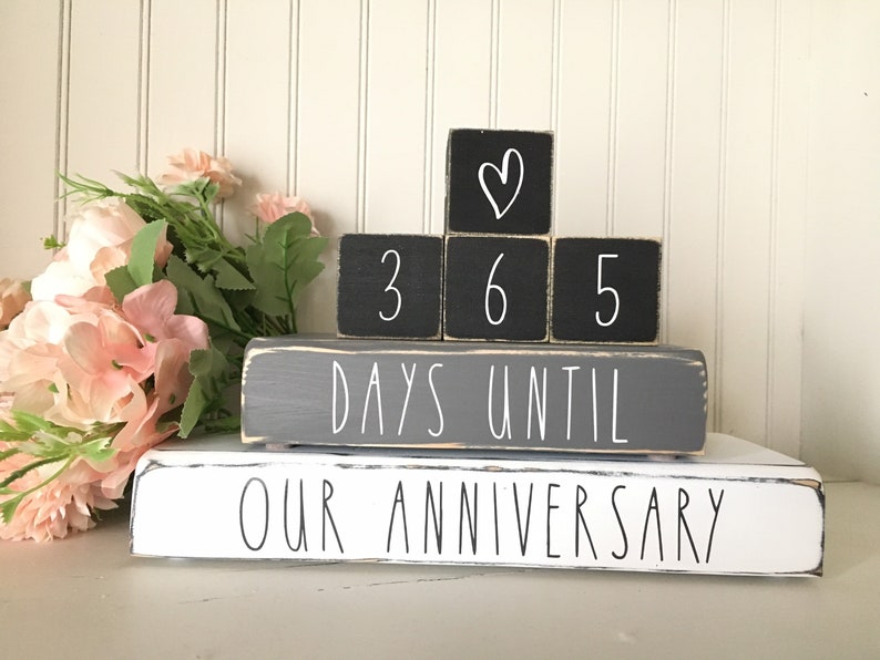 Anniversary Countdown Blocks, Wedding Gift, Wooden 365 Days - Etsy