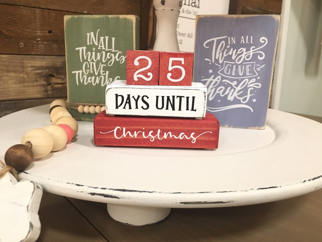 Christmas Mini Countdown Tiered Tray Decor, 25 Days Until Christmas ...