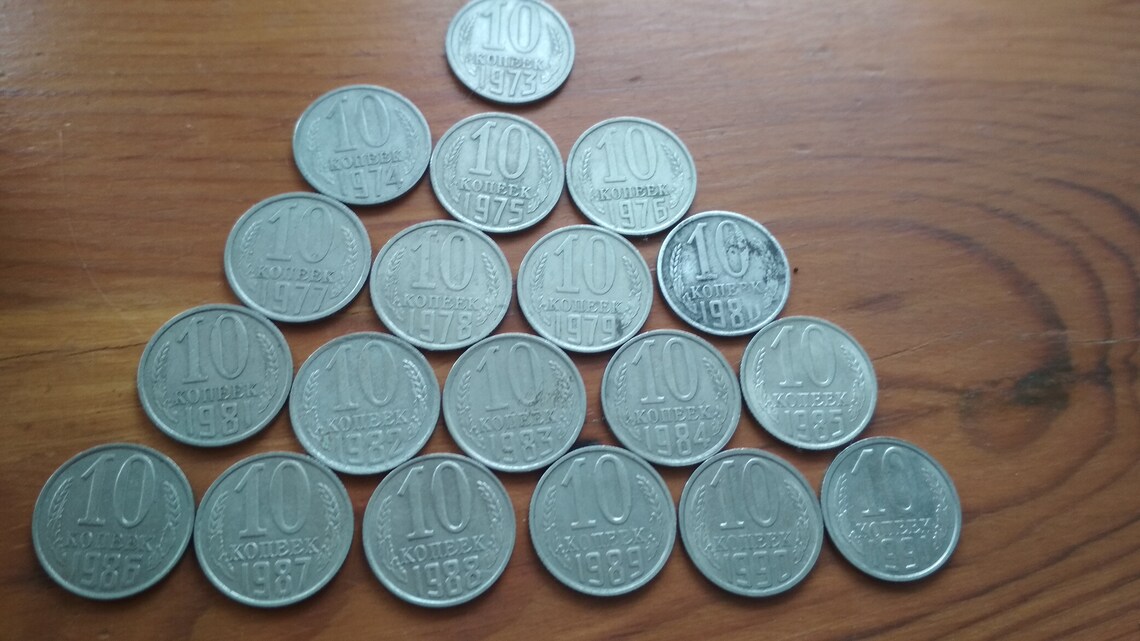 Coins of the USSR Set of 19 Old Metal Coins Serial Series - Etsy