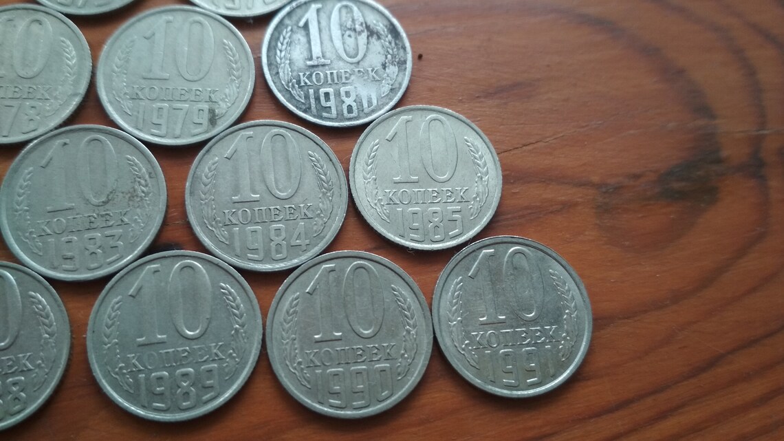 Coins of the USSR Set of 19 Old Metal Coins Serial Series - Etsy