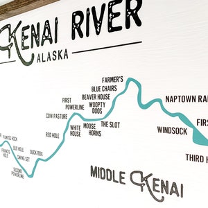 Kenai River Fishing Holes Farmhouse Sign, Middle & Lower Kenai River ...