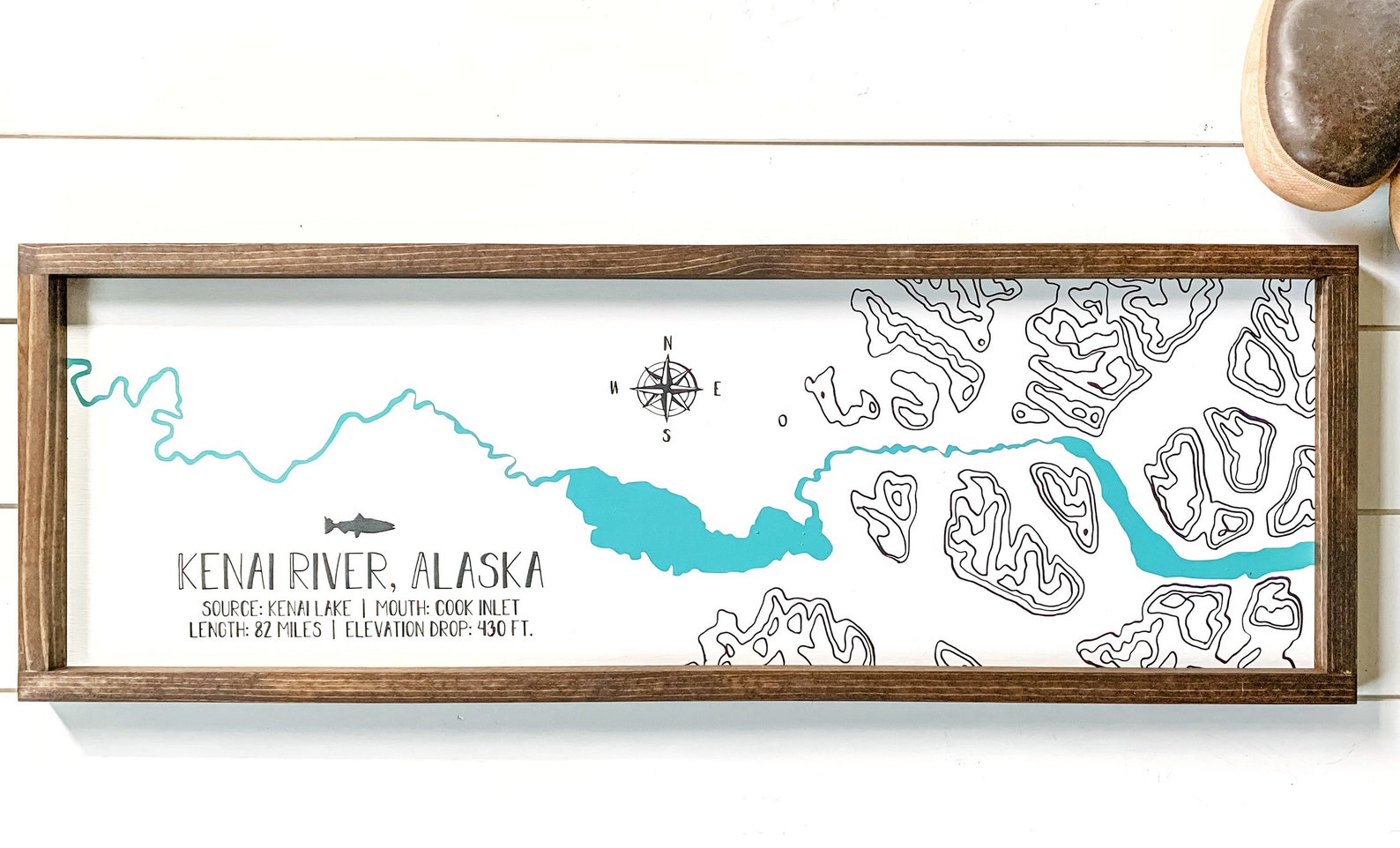 Kenai River Topographic Farmhouse Sign, Kenai River Map, River House ...